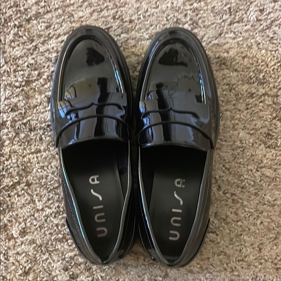 Unisa | Shoes | Unisa Black Patent Leather Chunky Loafers Size 8 | Poshmark